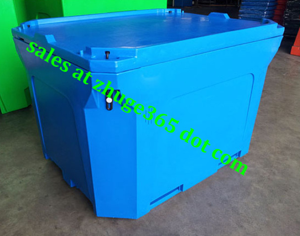Rotomolded 1000Liter Blue Insulated Fish Container Seafood Processing ...